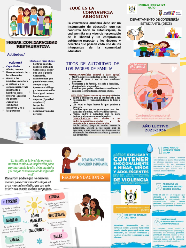 Triptico para Padres Sobre Contencion Emocional Uen | PDF | Psicología Social