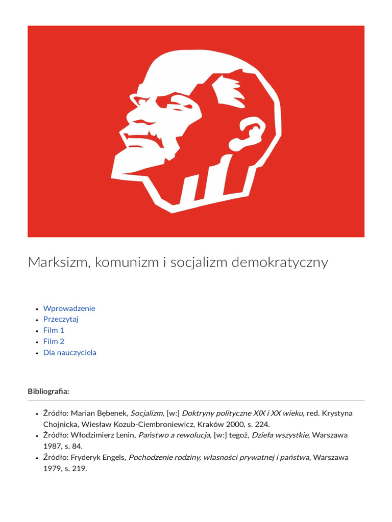 Marksizm Komunizm I Socjalizm Demokratyczny | PDF