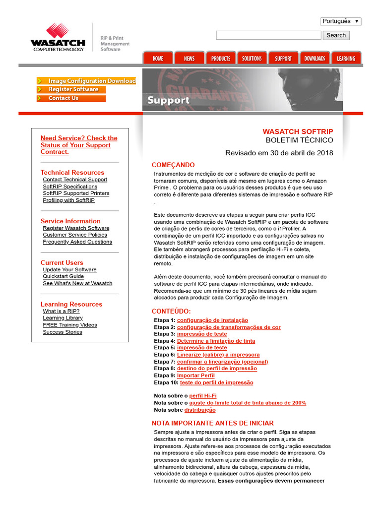 Criação de Perfil Com Wasatch SoftRIP - Wasatch RIP Software | PDF