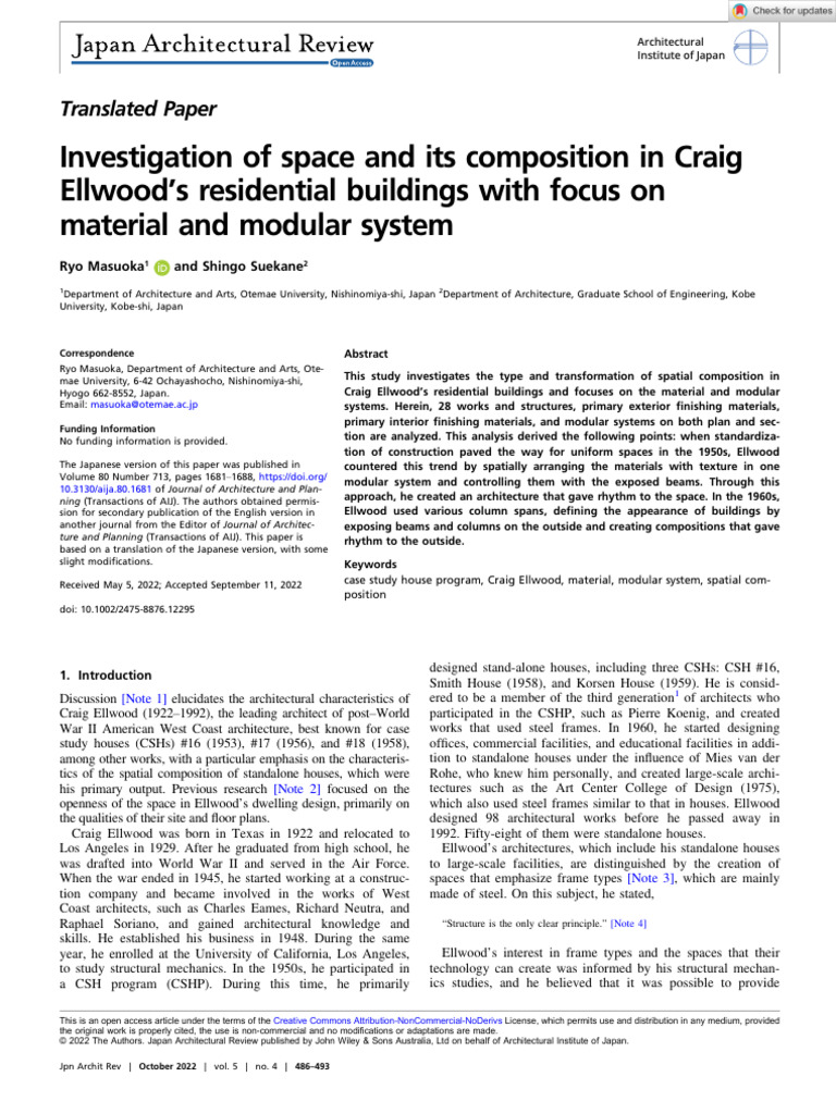 Japan Architectural Review - 2022 - Masuoka - Investigation of Space and Its Composition in ...