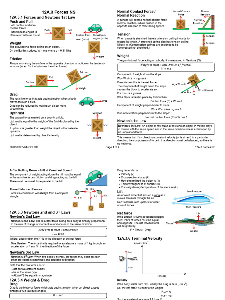 12A.3 Forces NS | PDF | Force | Buoyancy