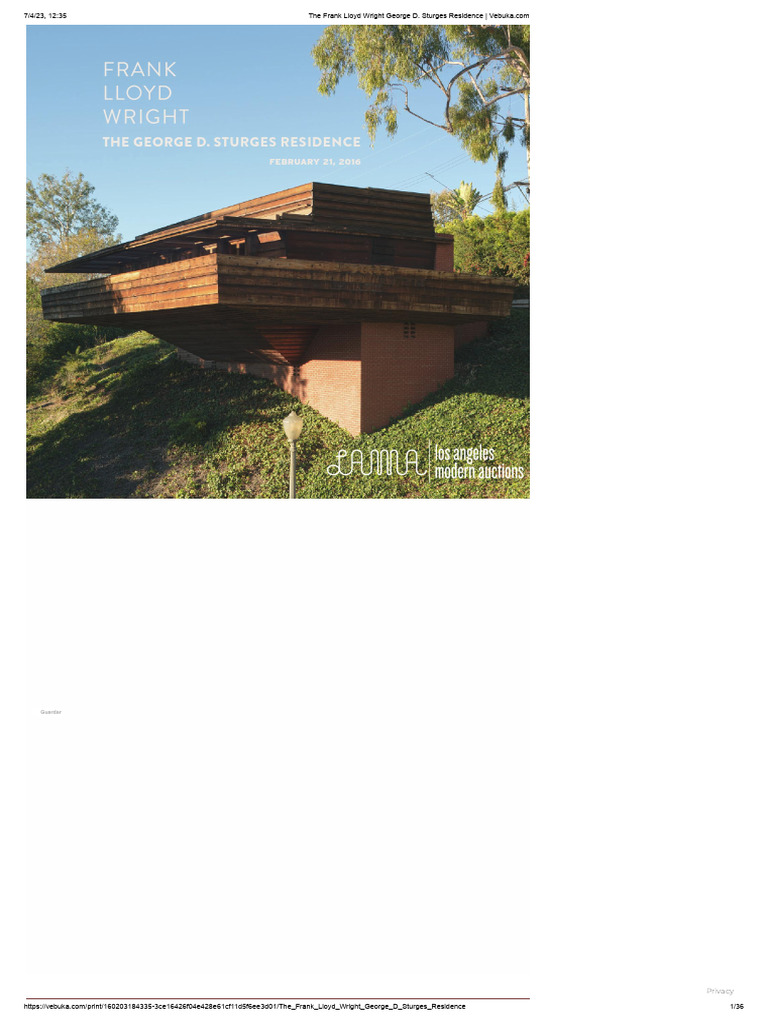 The Frank Lloyd Wright George D. Sturges Residence | PDF