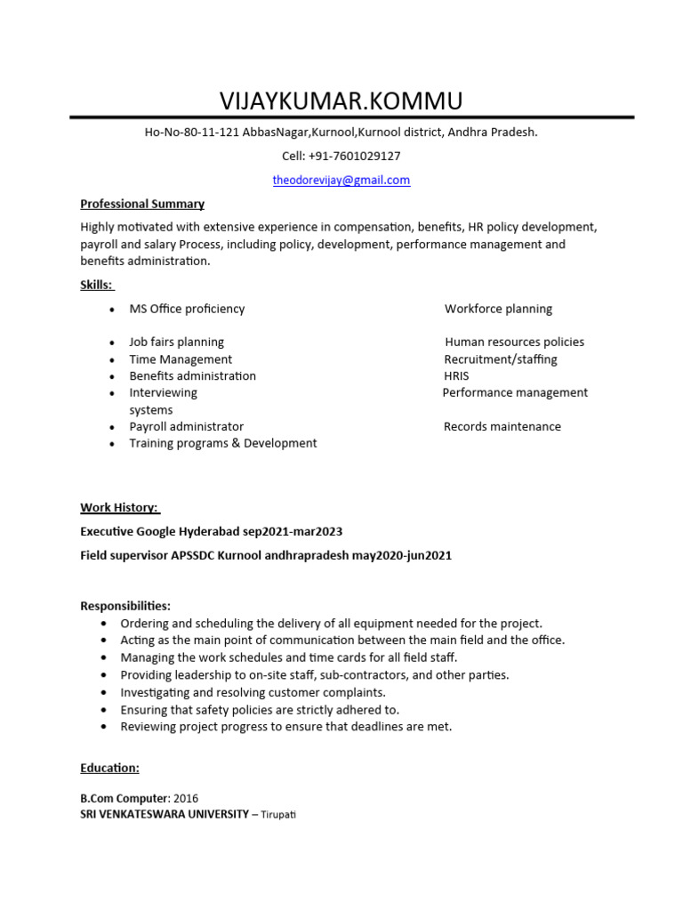 Vijay Resume | PDF | Career & Growth | Business