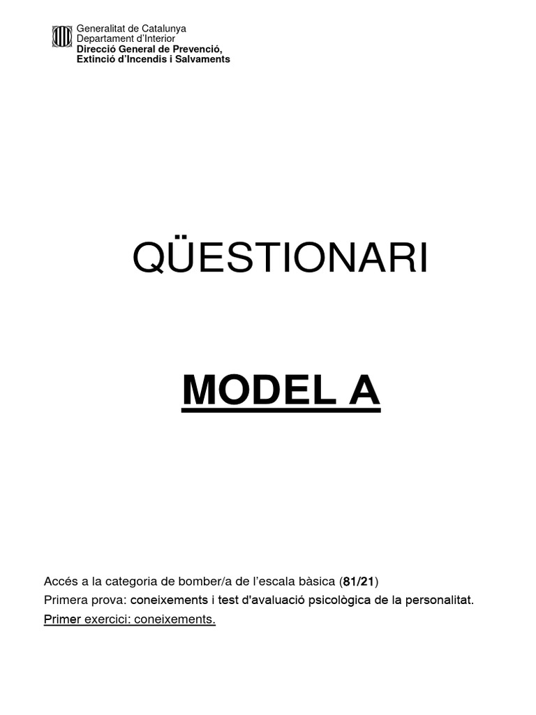 QUESTIONARI_MODEL_A 2022 | PDF