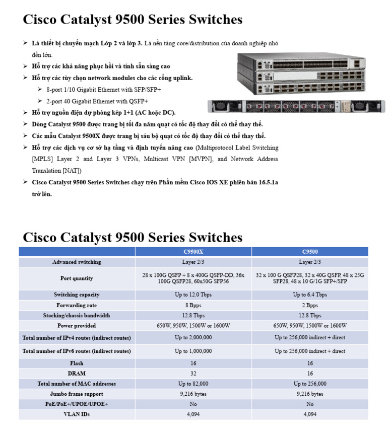 Cisco Catalyst 9500 Series Switches: TR Lên | PDF