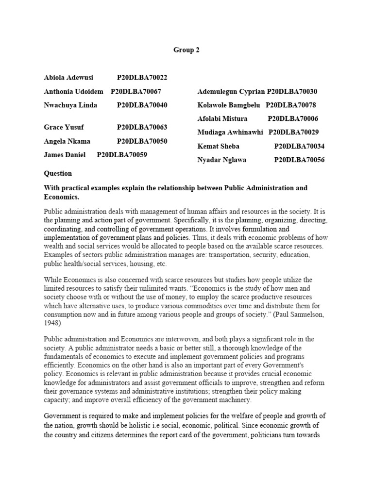 Group 2 Public Admin Assignment | PDF | Economics | Unemployment