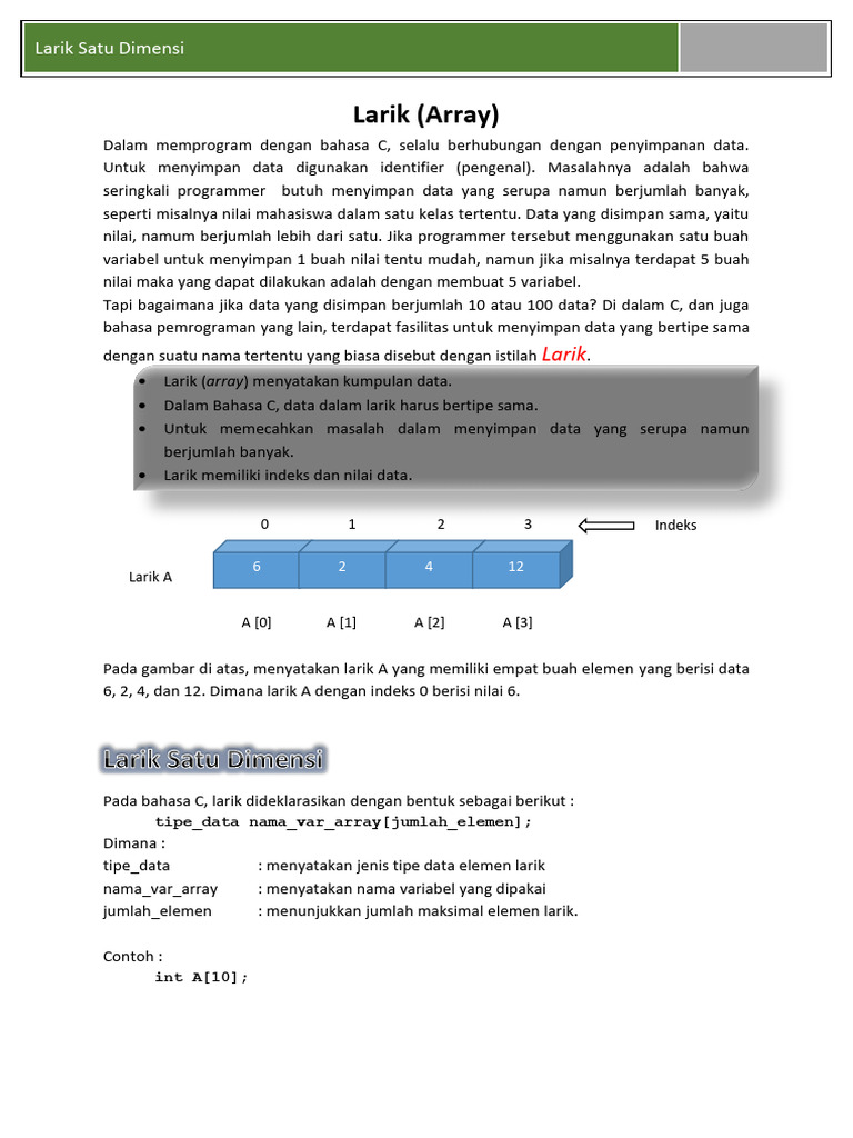 Larik Satu Dimensi | PDF | Komputer