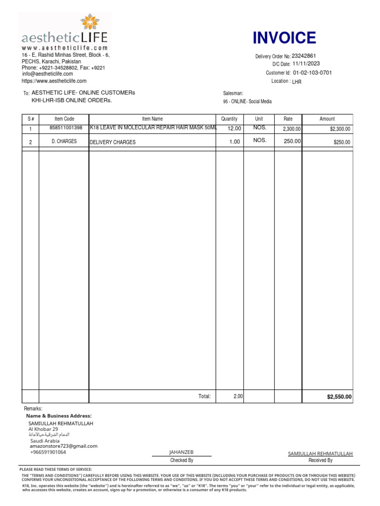 Invoice: Phone: +9221-34528802, Fax: +9221 | PDF | Service Industries