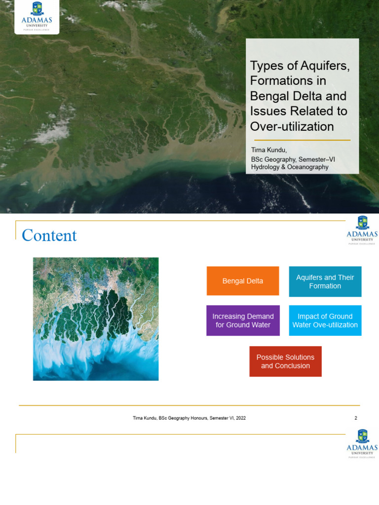 Types of Aquifers, Formations in Bengal Delta and Issues of Over ...