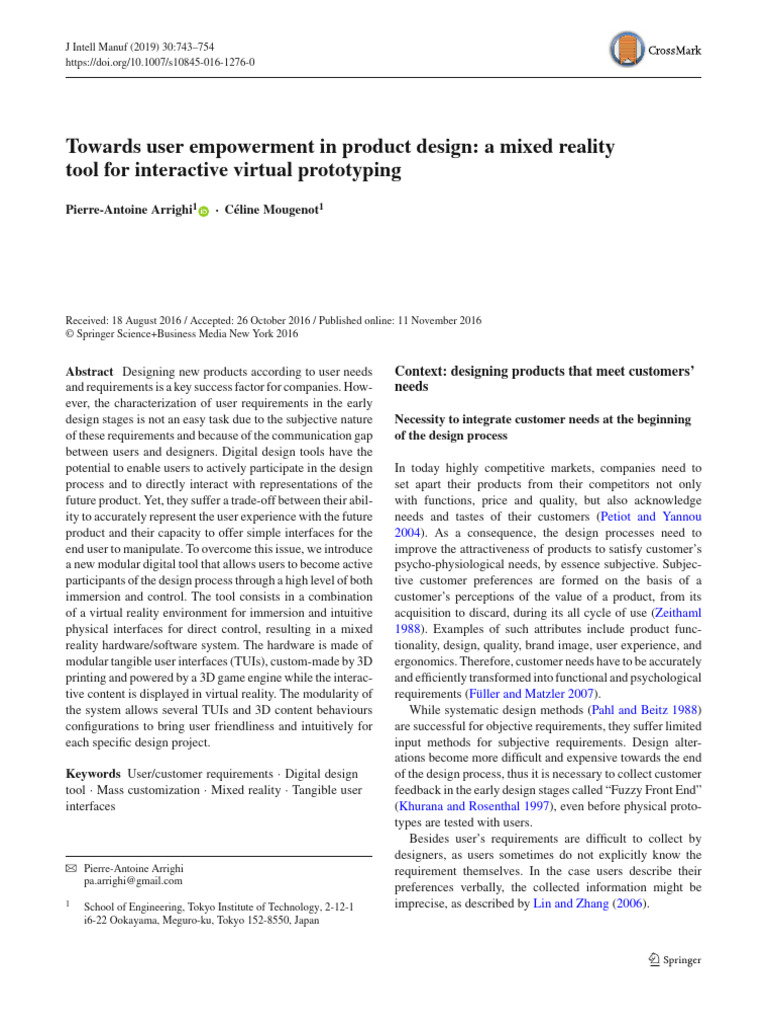 Towards user empowerment in product design- a mixed reality tool for interactive virtual ...