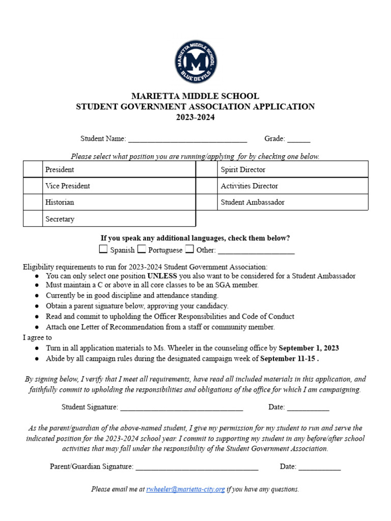 Sga Application Packet | PDF | Career & Growth