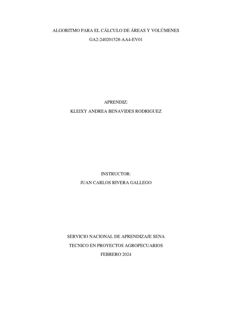 Algoritmo para El Cálculo de Áreas y Volúmenes | PDF | Algoritmos | Volumen