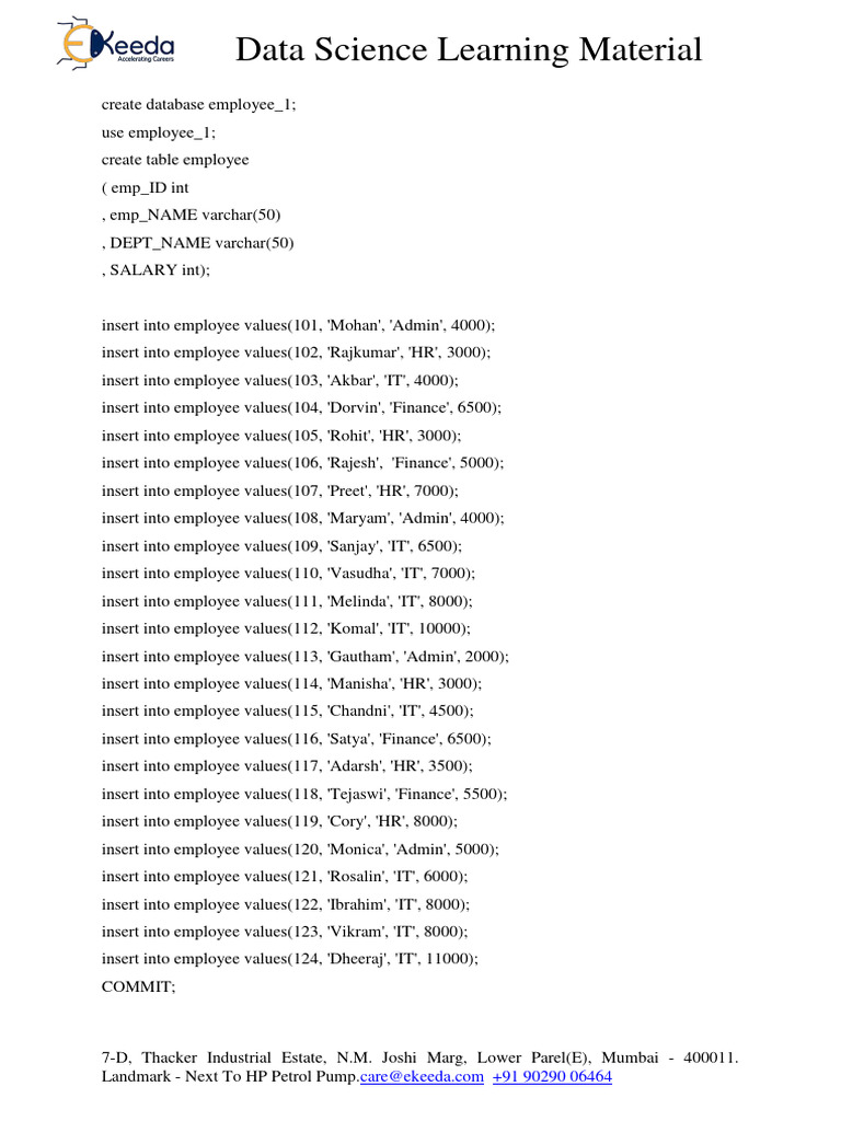 Advance Concept of SQL | PDF | Computing | Information Technology Management