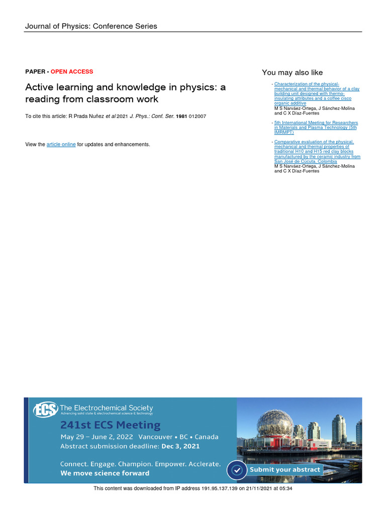 Active Learning and Knowledge in Physics A Reading From Classroom Work ...