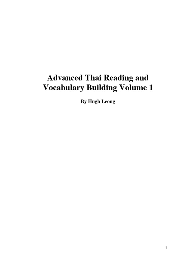 Advanced Thai Reading and Vocabulary Builder Volume 1 | PDF | Cost Of ...