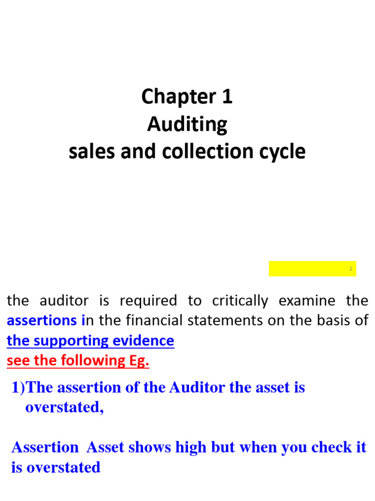 Ch 1 Audit of Sales and Collection Cycle Refer Ch 14 Final | PDF | Audit | Receipt