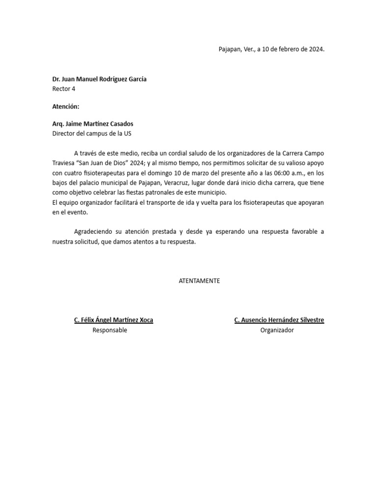 Solicitud para de Apoyo | PDF | Derecho