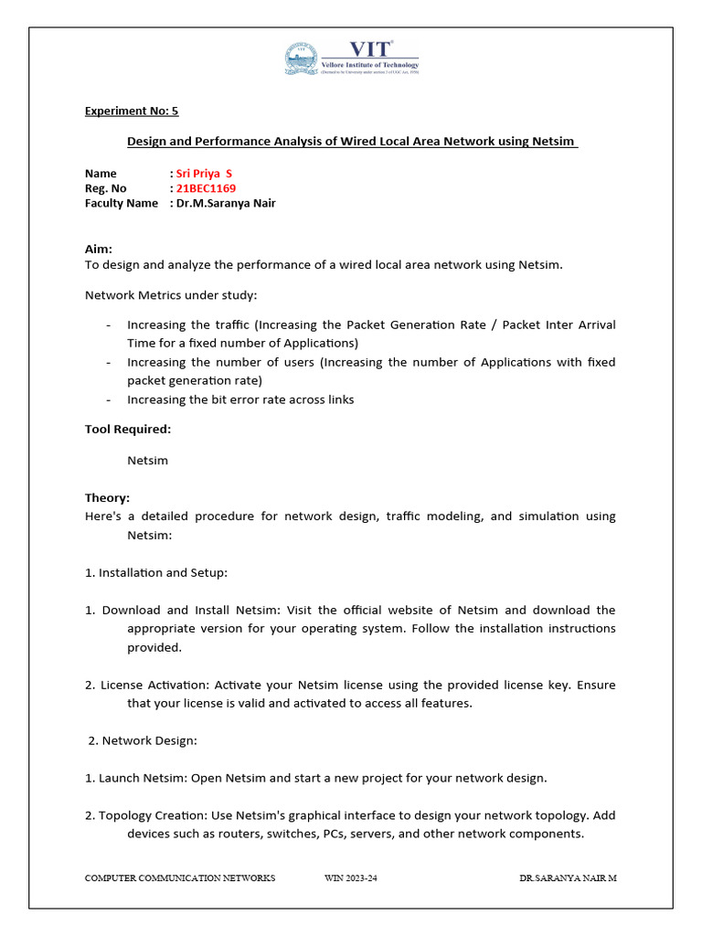 Sri Priya Lab 5 1 Pdf Computer Network Quality Of Service