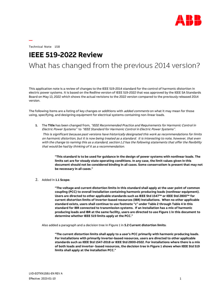 Tech - Note - 158 - IEEE - 519-2022 Review | PDF | Power Inverter | Rectifier