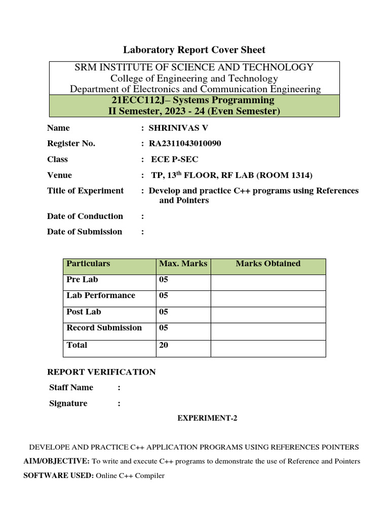 SYS Prog 2 1 | PDF | Pointer (Computer Programming) | C++ SYS Prog 2 1 | PDF | Pointer (Computer Programming) | C++
