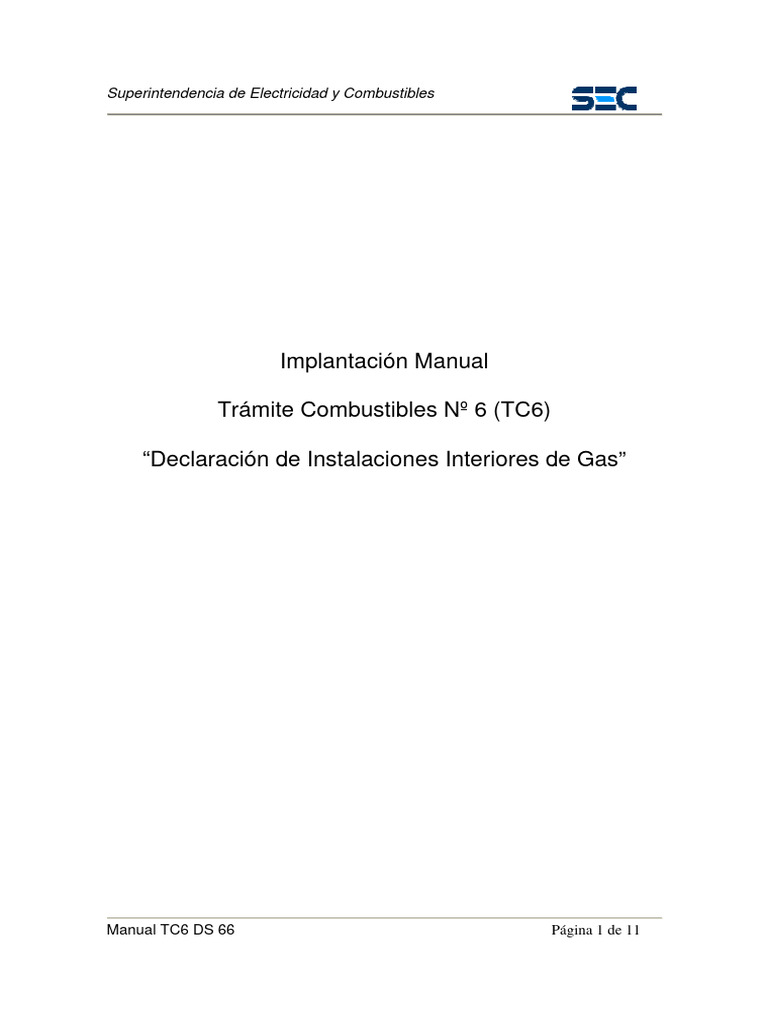22) Manual TC6 - Declaración de Instalaciones Interiores de Gas | PDF | Documento de identidad