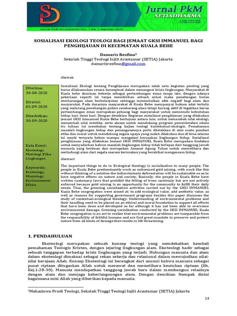 Sosialisasi Ekologi di GKSI Immanuel | PDF | Sains & Matematika
