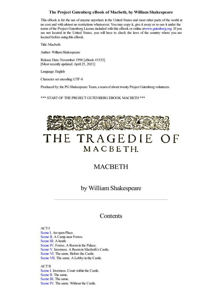 Macbeth by William Shakespeare | PDF | Macbeth