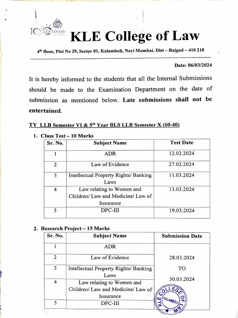 3rd LLB & 3rd BLS, 4th BLS, 5th BLS | PDF | Academic Degree | Legal ...