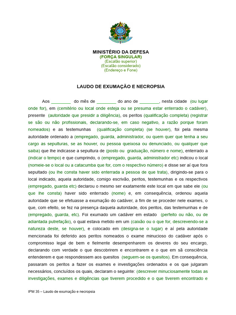 Ipm 35 Laudo de Exumacao e Necropsia | PDF | Enterro