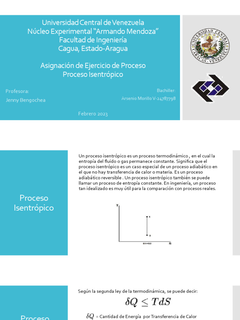 Ejercicio de Apliacion de Proceso Isentropico. Termodinamica. Arsenio ...