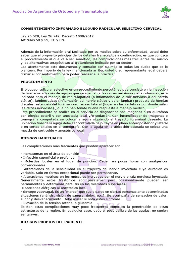 Bloqueo Radicular Select. Cervical | PDF | Cirugía | Anestesia