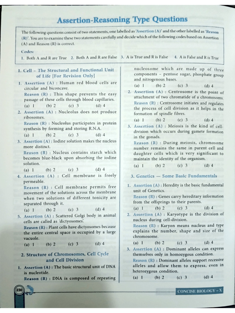 Assertion and Reason Biology Selina 2025 Edition-1 | PDF | Leaf | Allele