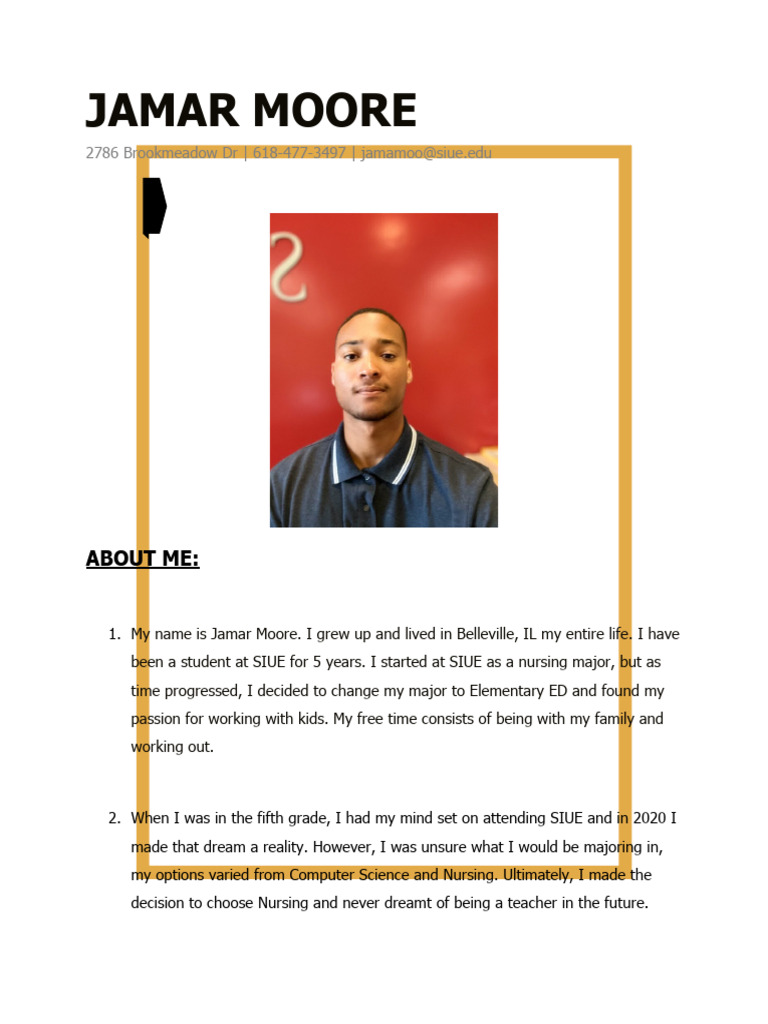Jamar Moore - Elementary Intro Letter 3 | PDF