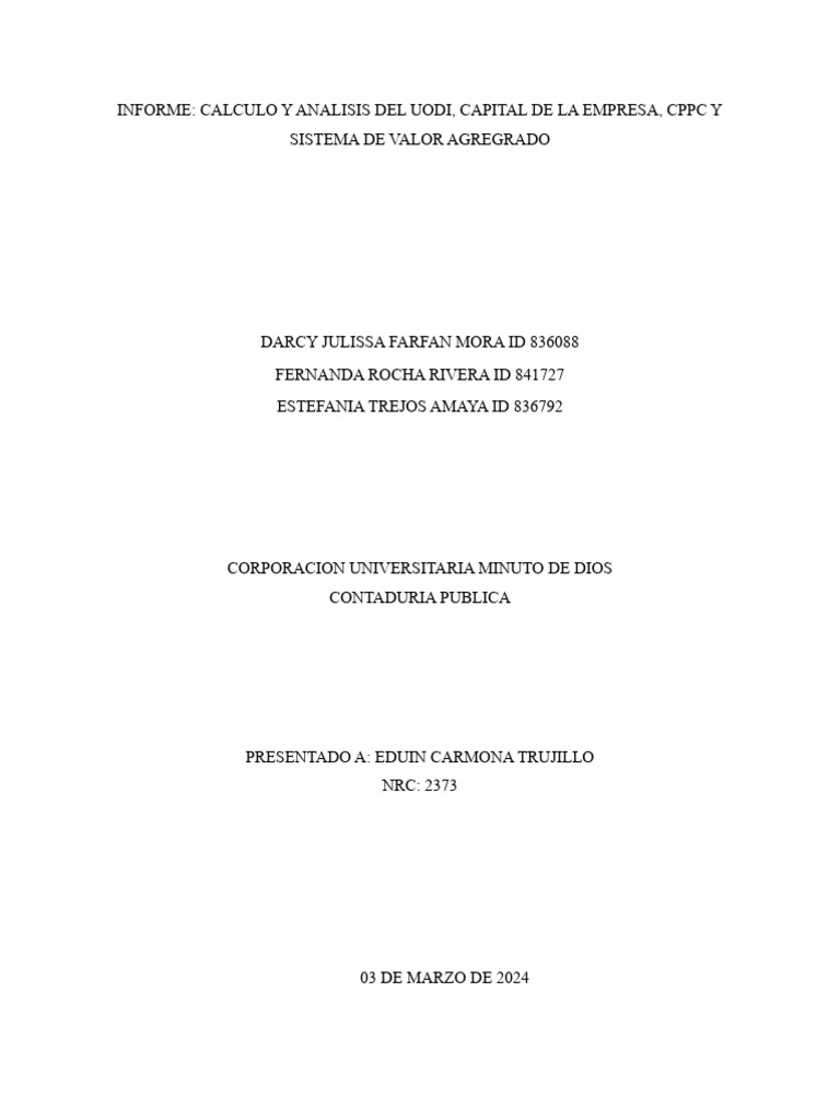 Análisis Financiero: UODI y CPPC 2024 | PDF | Business | Capital de trabajo