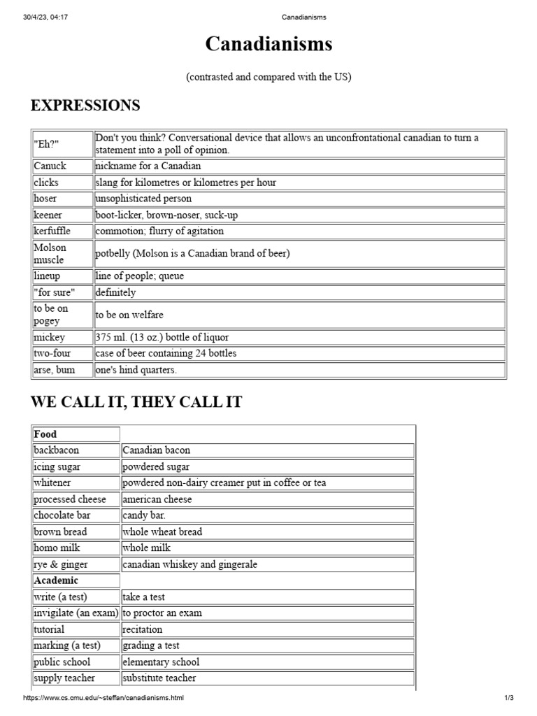 Canadianisms | PDF
