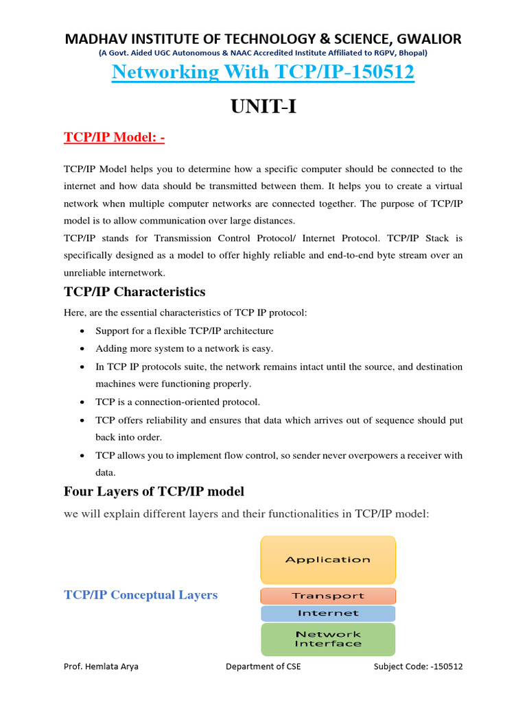 Networking With TCP-IP Notes | PDF | Osi Model | Internet Protocol Suite