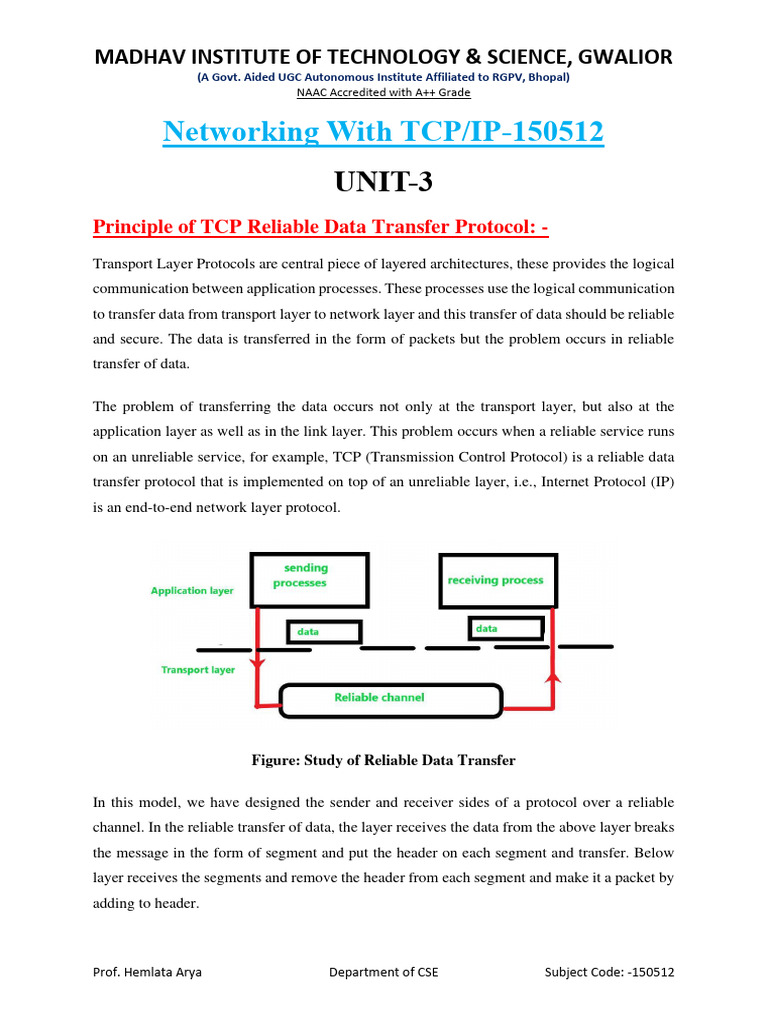 Unit 3 Networking With Tcp Ip Notes Pdf Transmission Control Protocol Internet Protocols