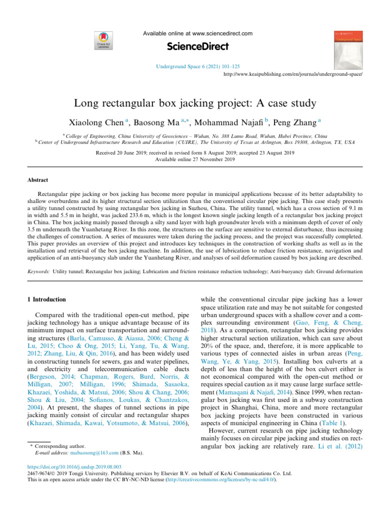 Long Rectangular Box Jacking Project: A Case Study: Sciencedirect | PDF