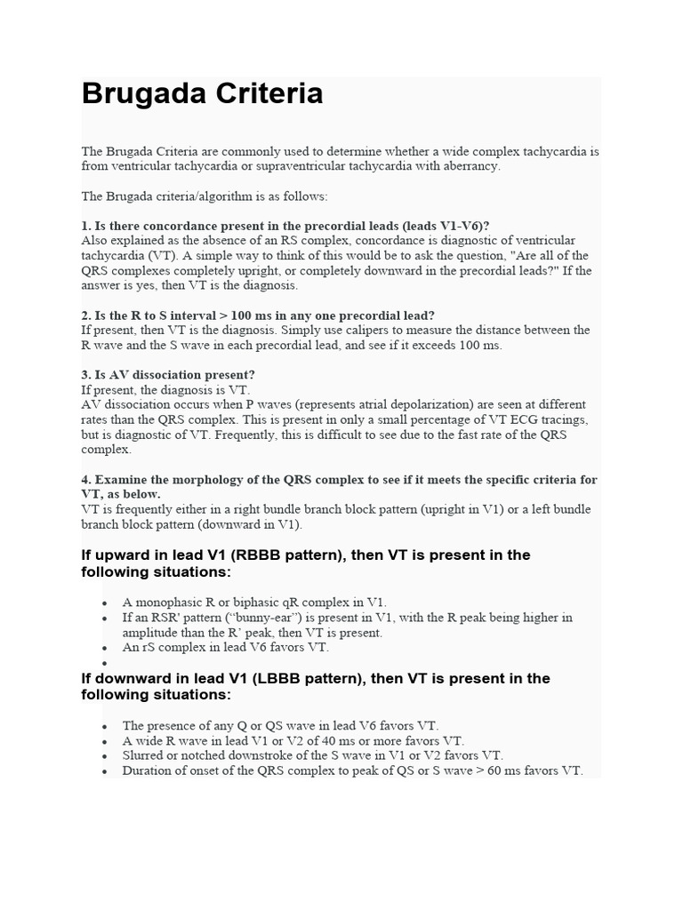 Brugada Criteria | PDF