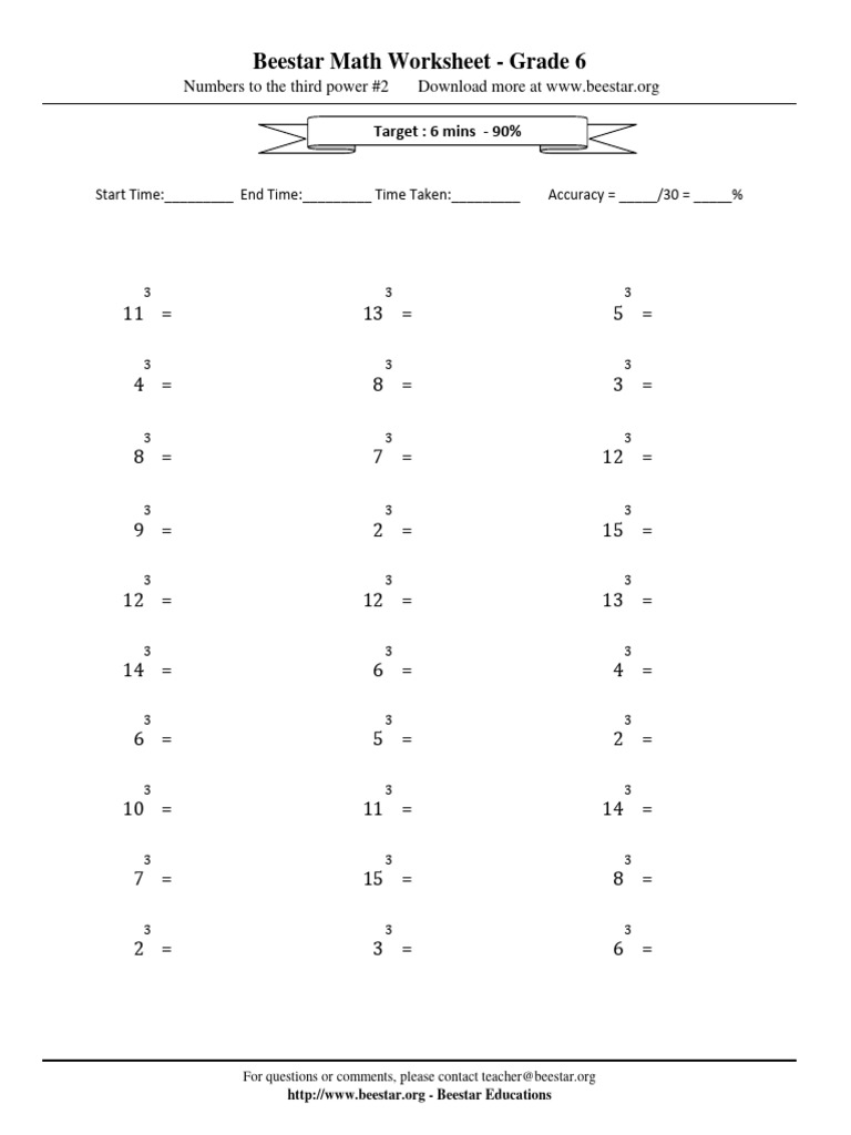 Grade 06 Exponents 3p 1t15 02 | PDF