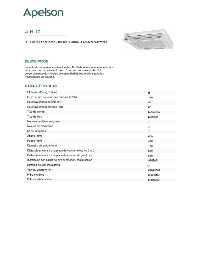 Campana Apelson Air 101 | PDF