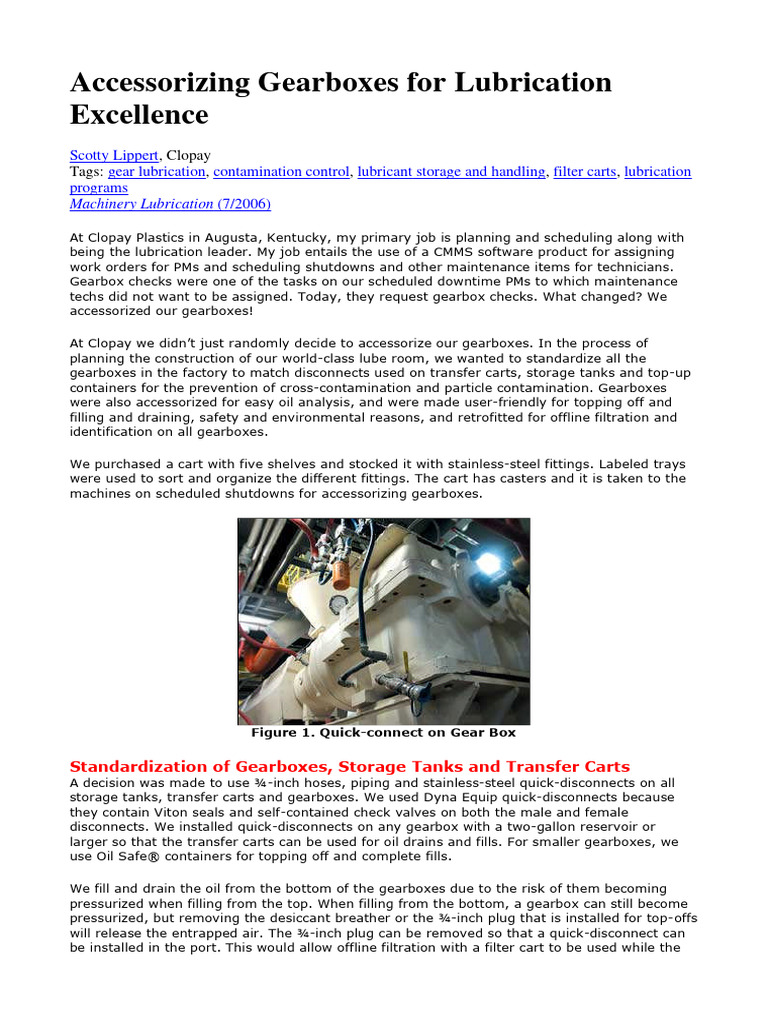 Accessorizing Gearboxes For Lubrication Excellence | PDF | Lubricant ...