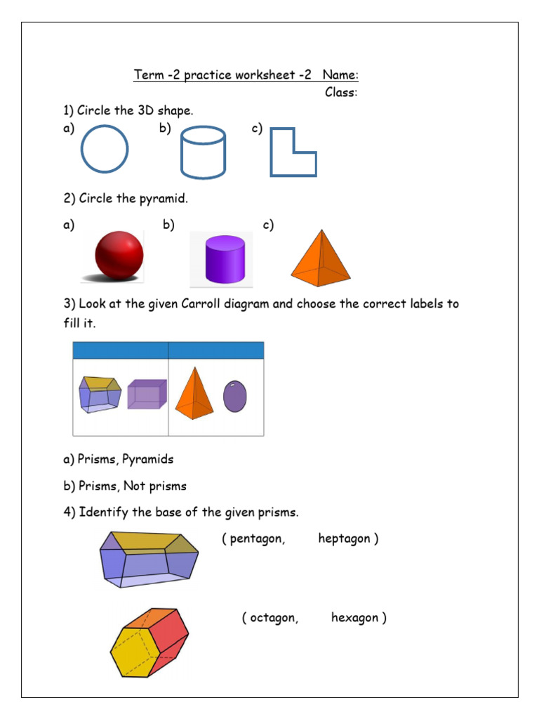 2-Math Term - 2 Practice Worksheet 2 Geometry | PDF