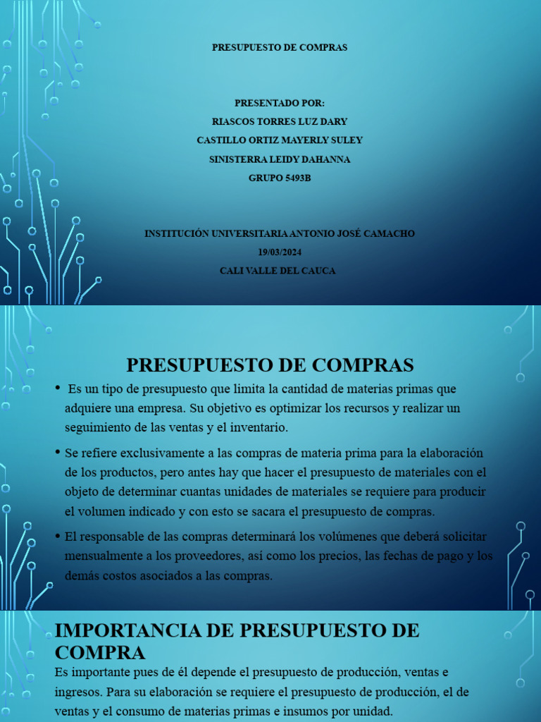 Diapositivas de Presupuesto de Compras (1 | PDF | Presupuesto | Business