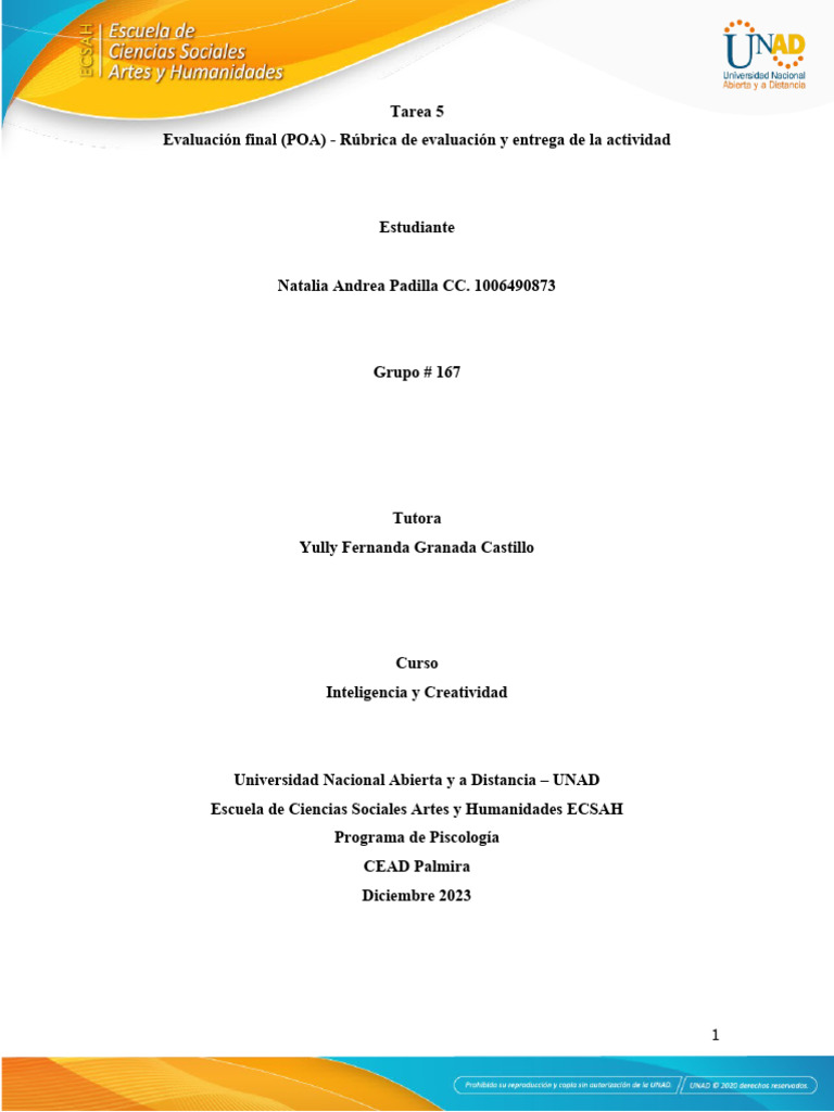 Tarea 5_NataliaPadilla 167 | PDF | Social Psychology | Behavior ...