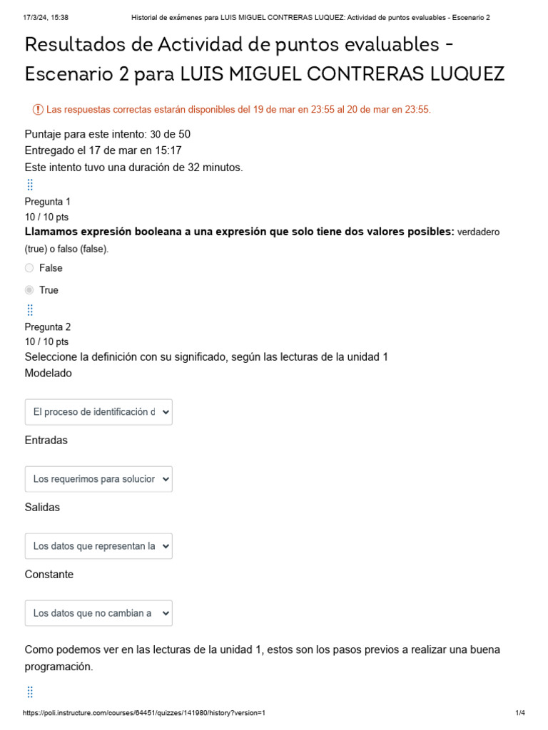 Historial de Exámenes para LUIS MIGUEL CONTRERAS LUQUEZ - Actividad de ... Historial de Exámenes para LUIS MIGUEL CONTRERAS LUQUEZ - Actividad de ...