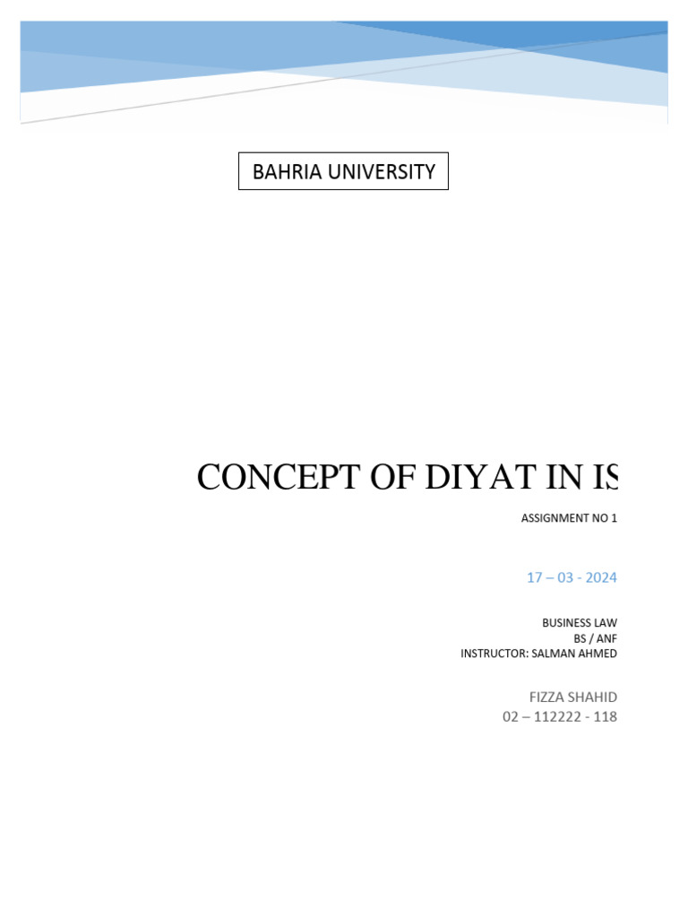 Concept of Diyat in Islam | PDF | Compassion | Forgiveness