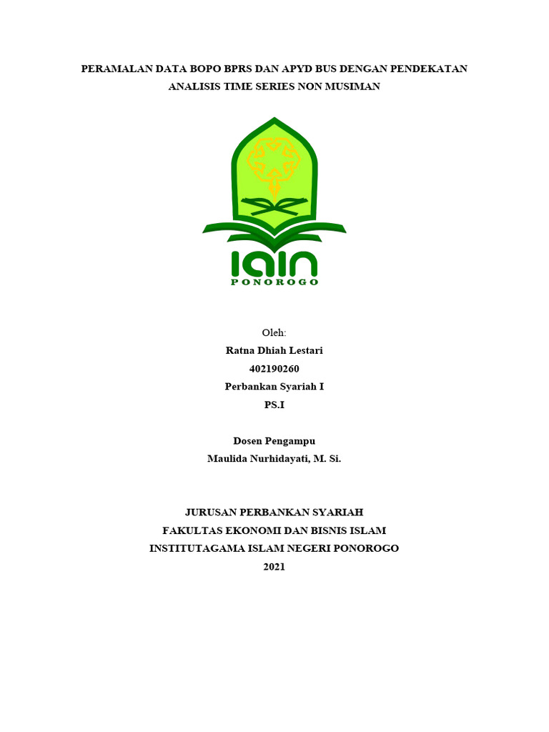 Peramalan Data Bopo Bprs Dan Apyd Bus Dengan Pendekatan Analisis Time ...