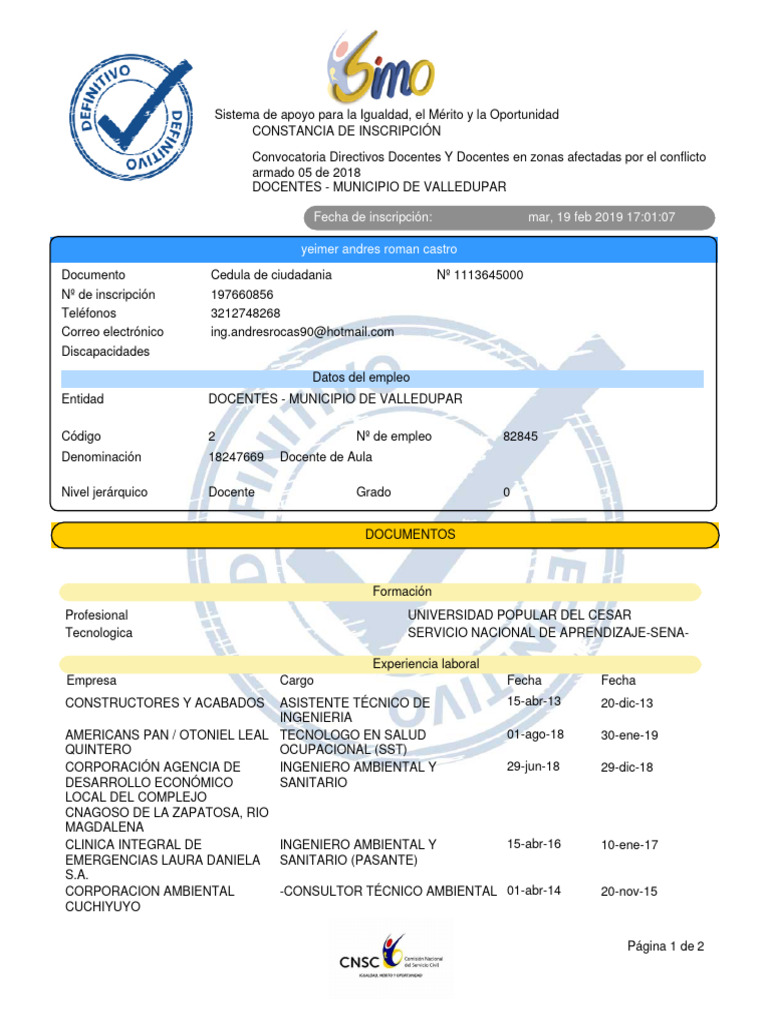 Simo Inscripcion | PDF