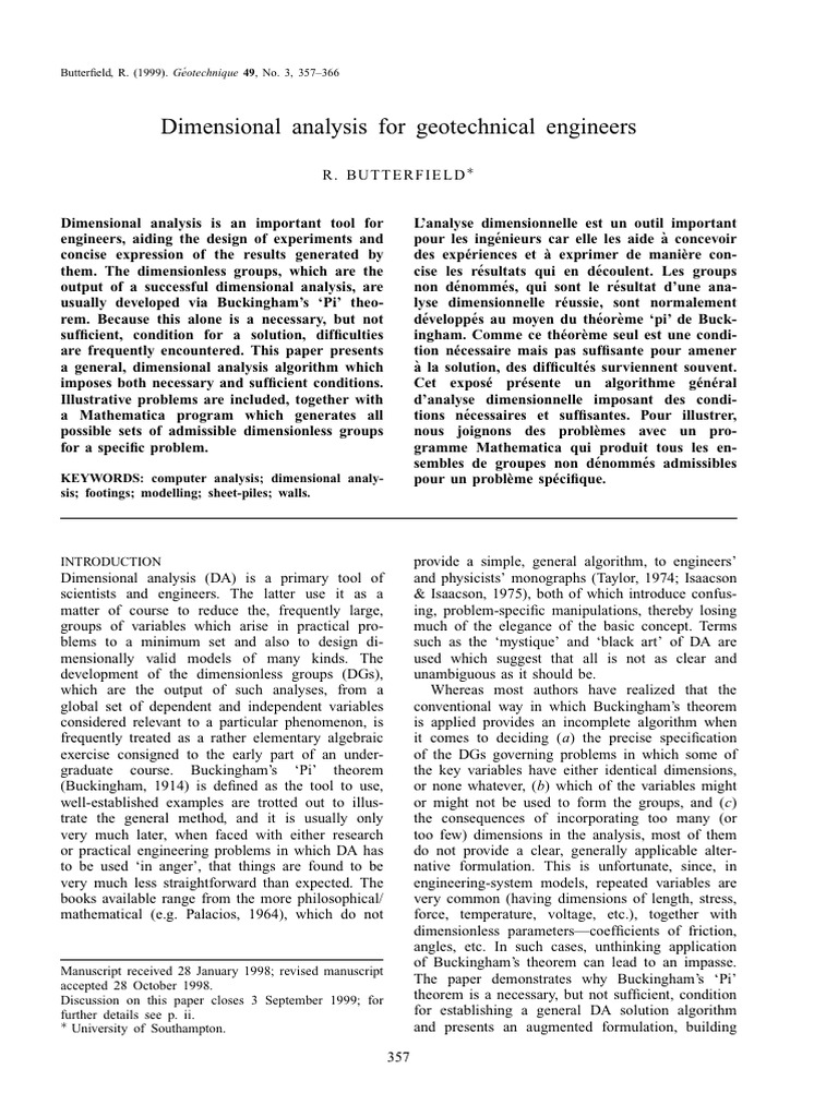 Essay - Similarity - Dimensional Analysis For Geotechnical Engineers ...